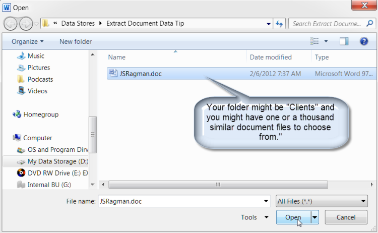 Extract Data From Word Document File